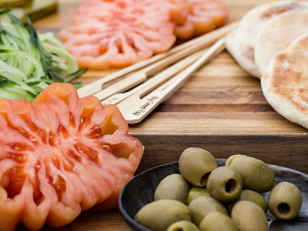 Chicken pita burger from the Big Green Egg